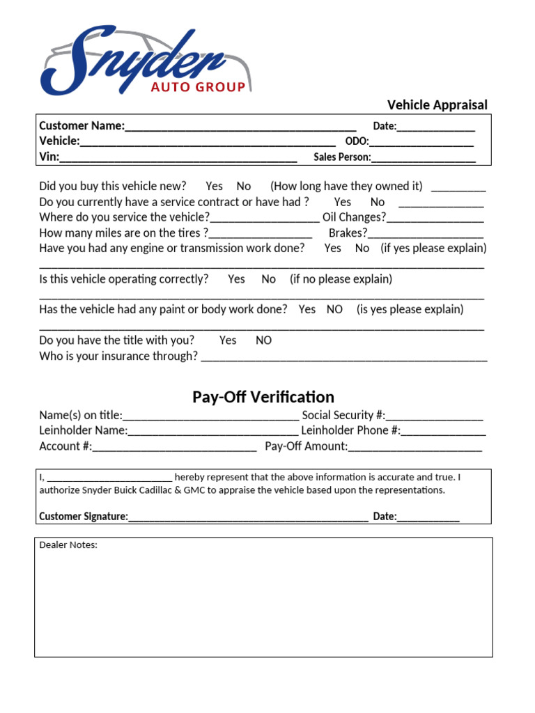 Trade Appraisal Form | PDF