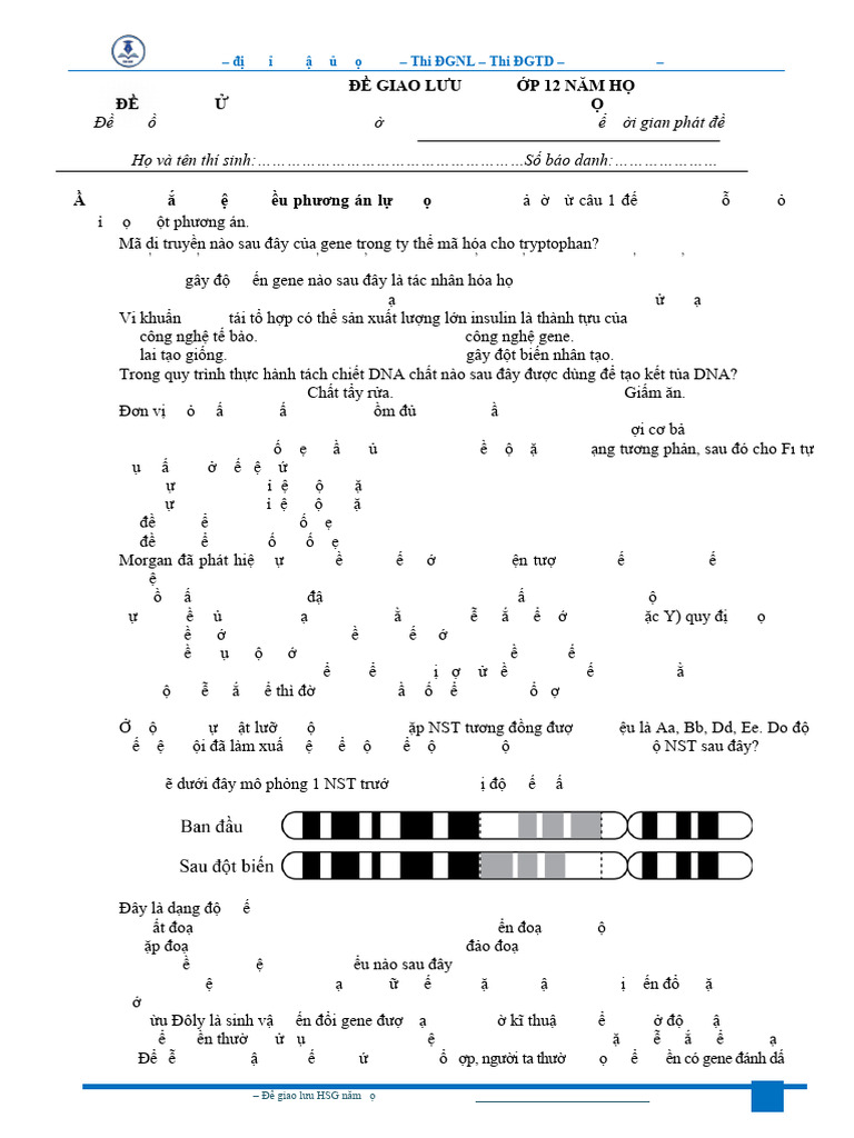 đề giao lưu hsg sinh học | PDF