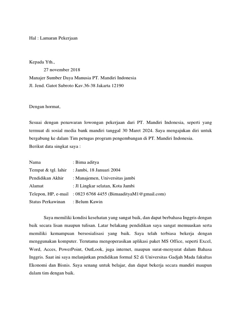 CV Bima Aditya | PDF