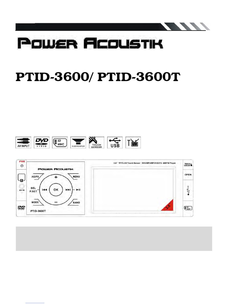 Manual Power Acoustik PTID-3600T | PDF