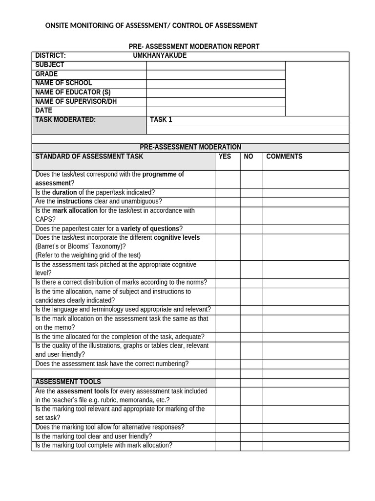 School Assessment Moderation Guide | PDF | Educational Assessment