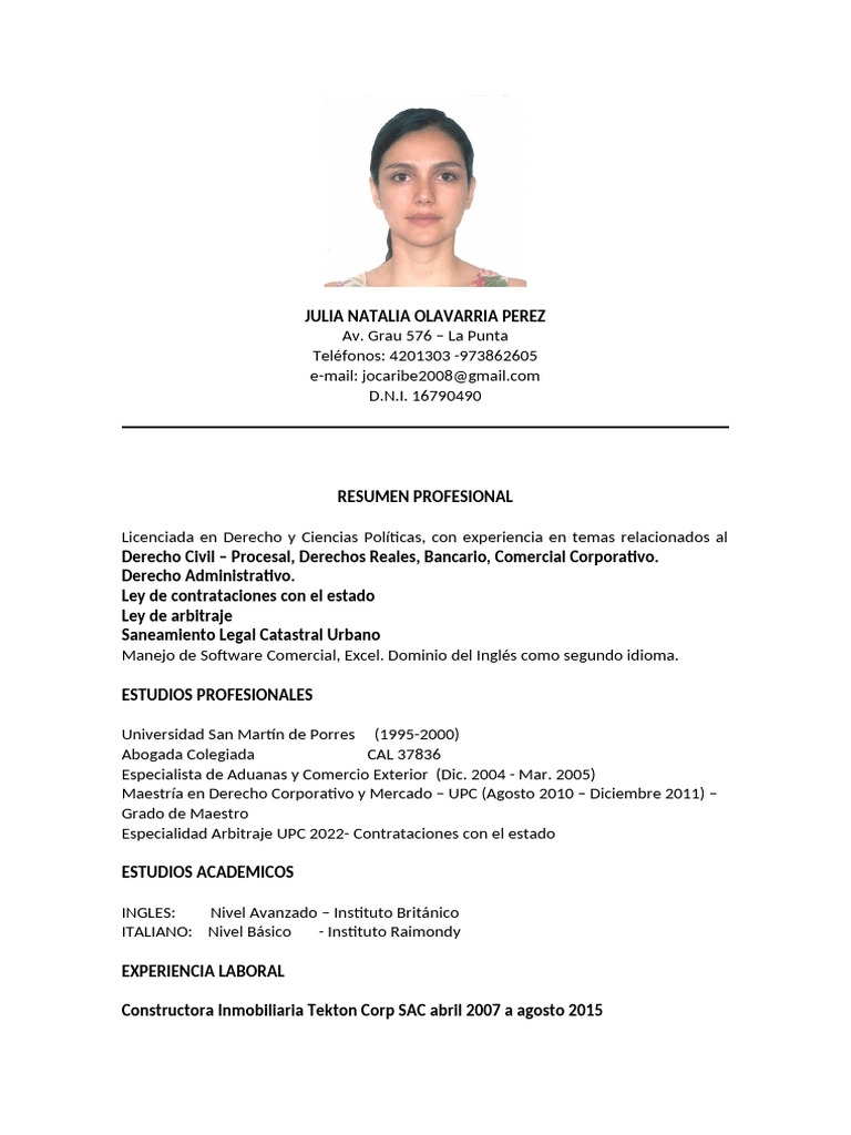 CV Julia Olavarria | PDF
