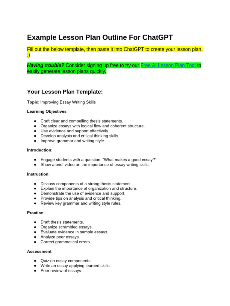 AI Lesson Plan Template | PDF