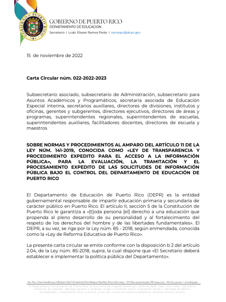 Carta Circular Num. 22-2022-2023-Firmado | PDF Carta Circular Num. 22-2022-2023-Firmado | PDF