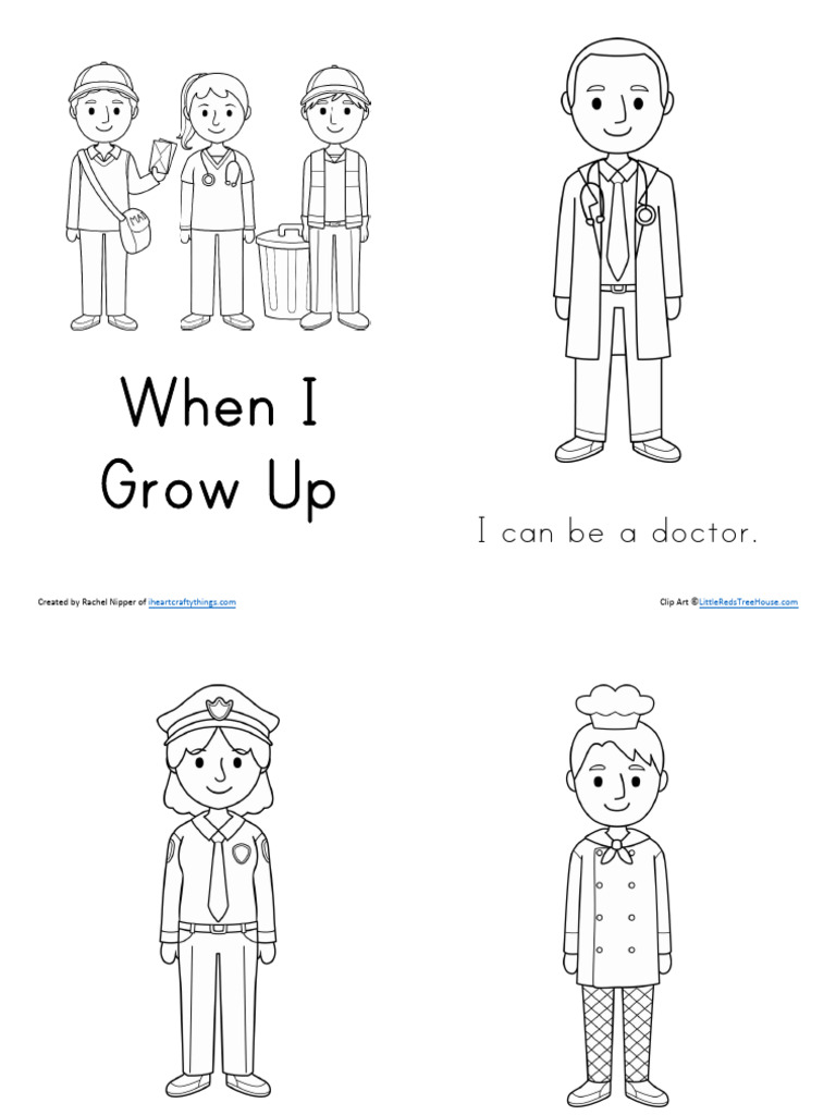 Final When I Grow Up Emergent Reader BW Final | PDF