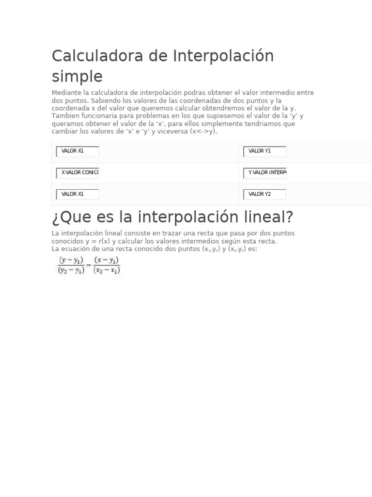 Guía de Interpolación Lineal | PDF | Temperatura | Métodos y materiales ...