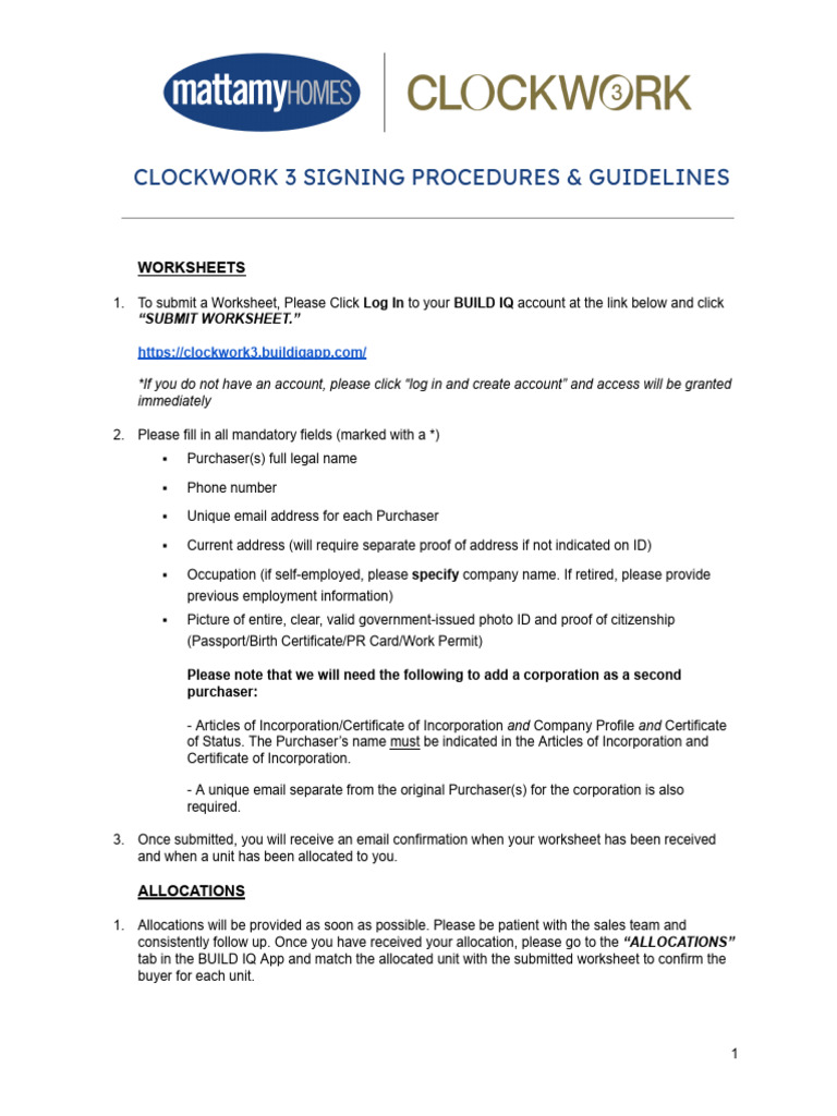 Clockwork 3 Signing Procedures & Guidelines | PDF
