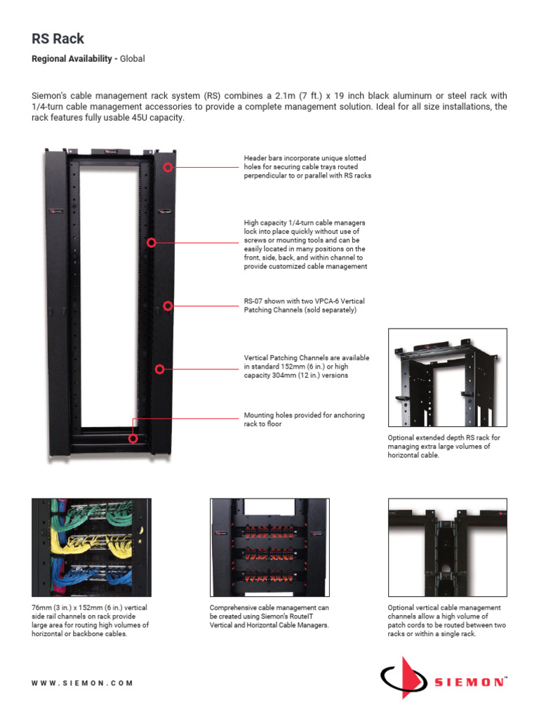 Siemon Rs Rack System - Spec Sheet | PDF