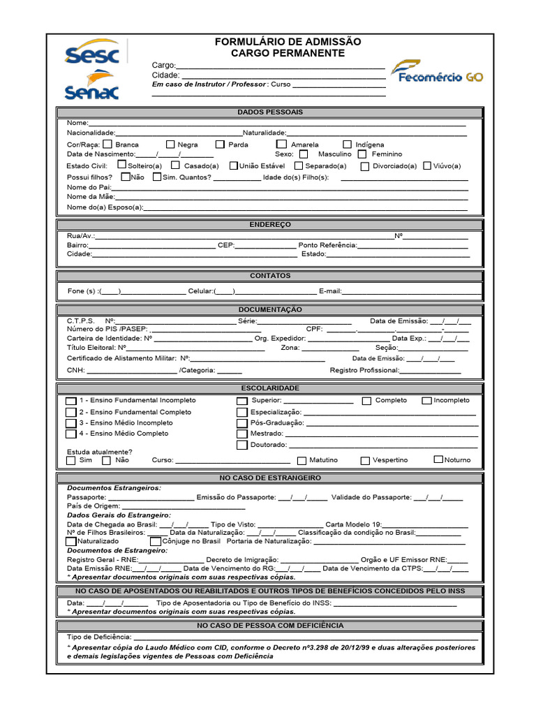 FORMULARIO_DE_ADMISSAO | PDF