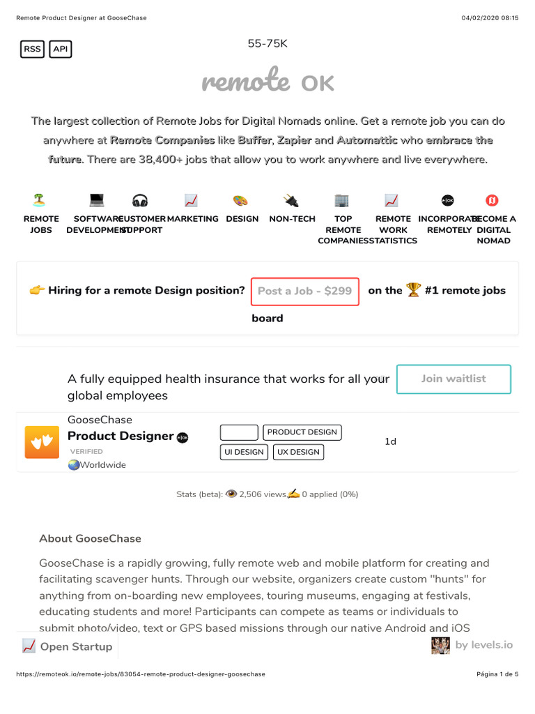 Remote Product Designer at GooseChase | PDF
