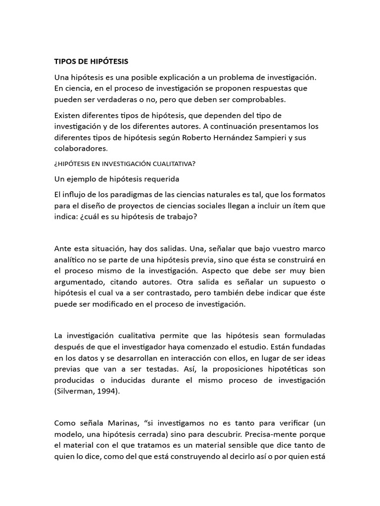 Ejemplos de Hipotesis | PDF | Hipótesis | Estadísticas