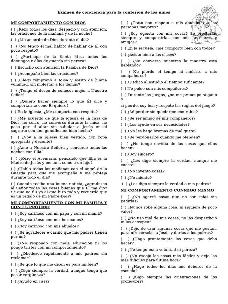 Examen de Conciencia para Niños | PDF | Oración