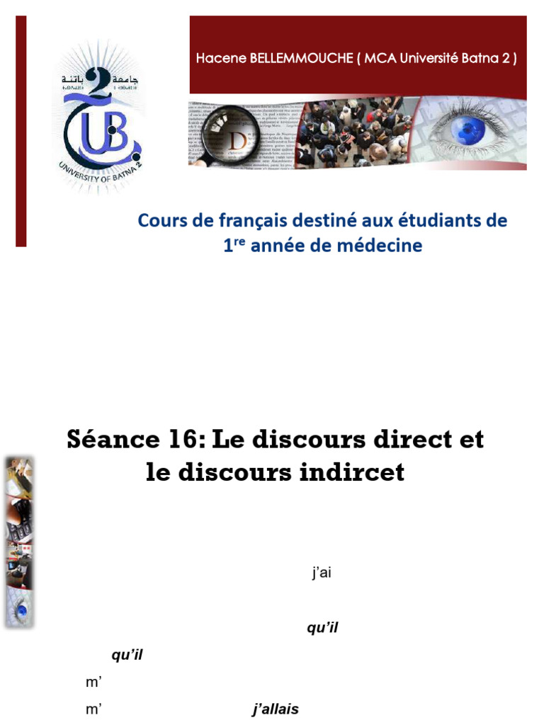 Cours de Francais Seance 16 | PDF