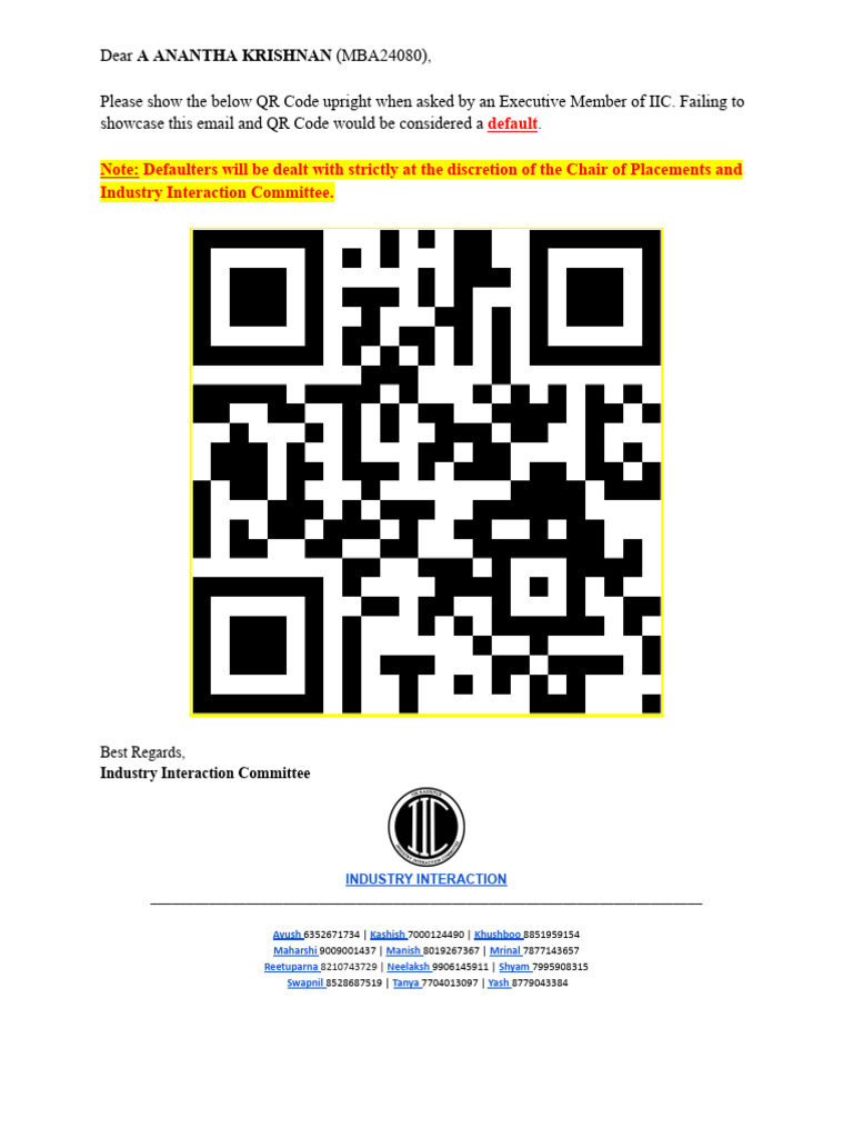 Attendance QR Code | PDF