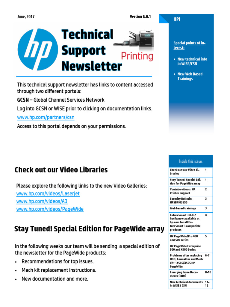Technical Newsletter Printing | PDF | Printer (Computing) | Hewlett Packard