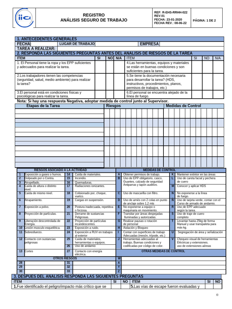 R-EHS-RRHH-022 REGISTRO AST, Rev.01 | PDF