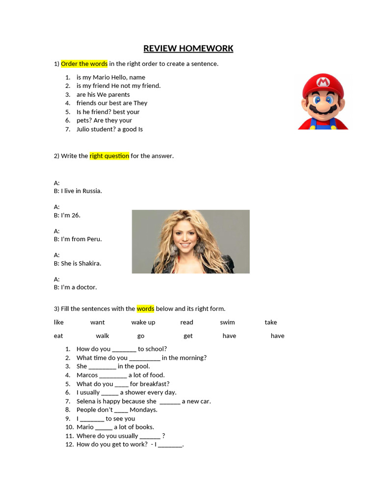 Review Homework | PDF