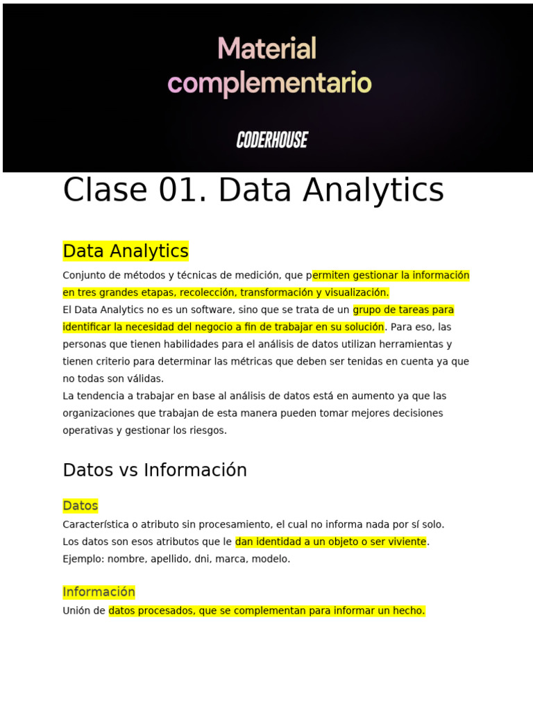 Clase 01 - Data Analytics | PDF