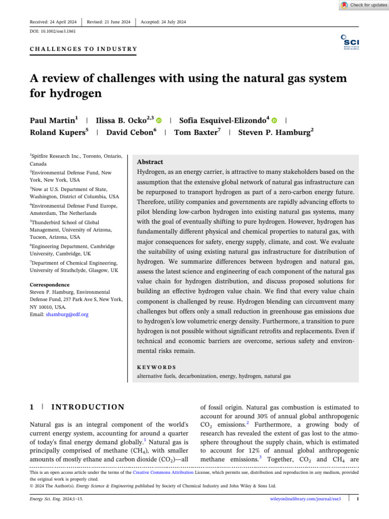 Energy Science Engineering - 2024 - Martin - A Review of Challenges ...