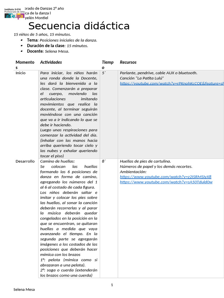 Didactica de La Danza Posicones | PDF | Estudios de idiomas extranjeros