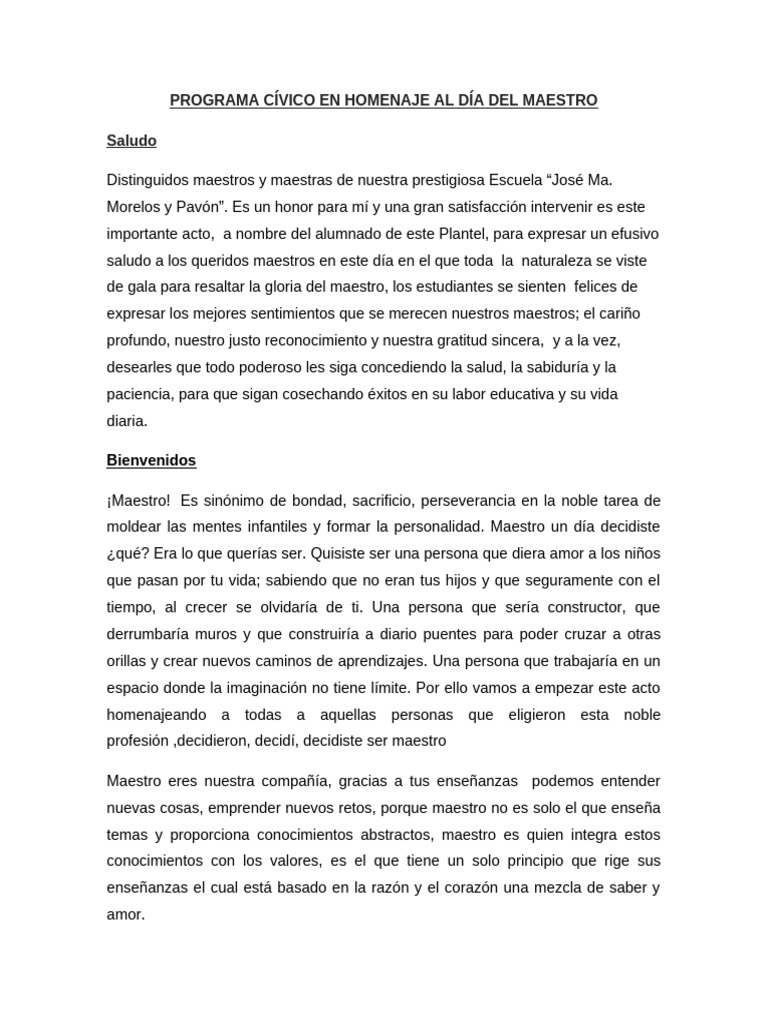 Programa Dia Del Maestro | PDF