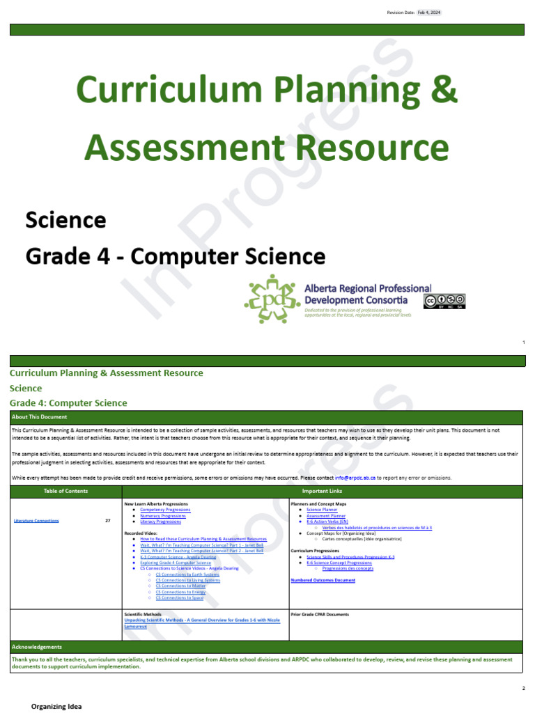 Curriculum Planning Assessment Resources CPAR Science Grade 4 Computer Science | PDF