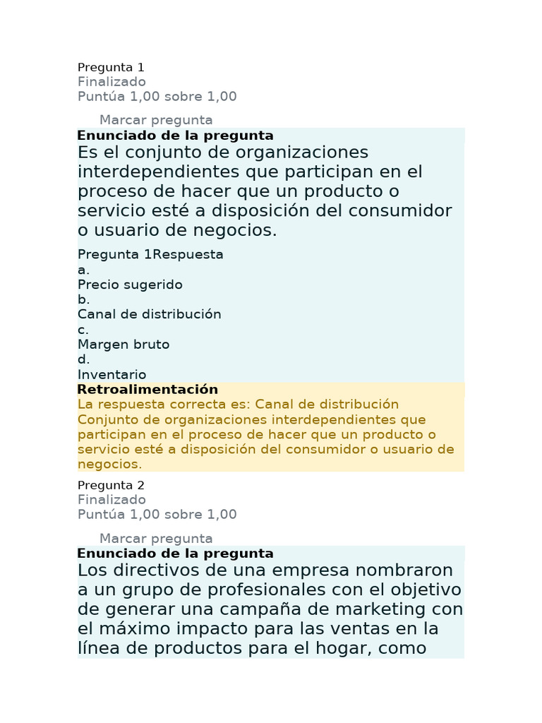 Autoevaluacion 3 Marketing | PDF