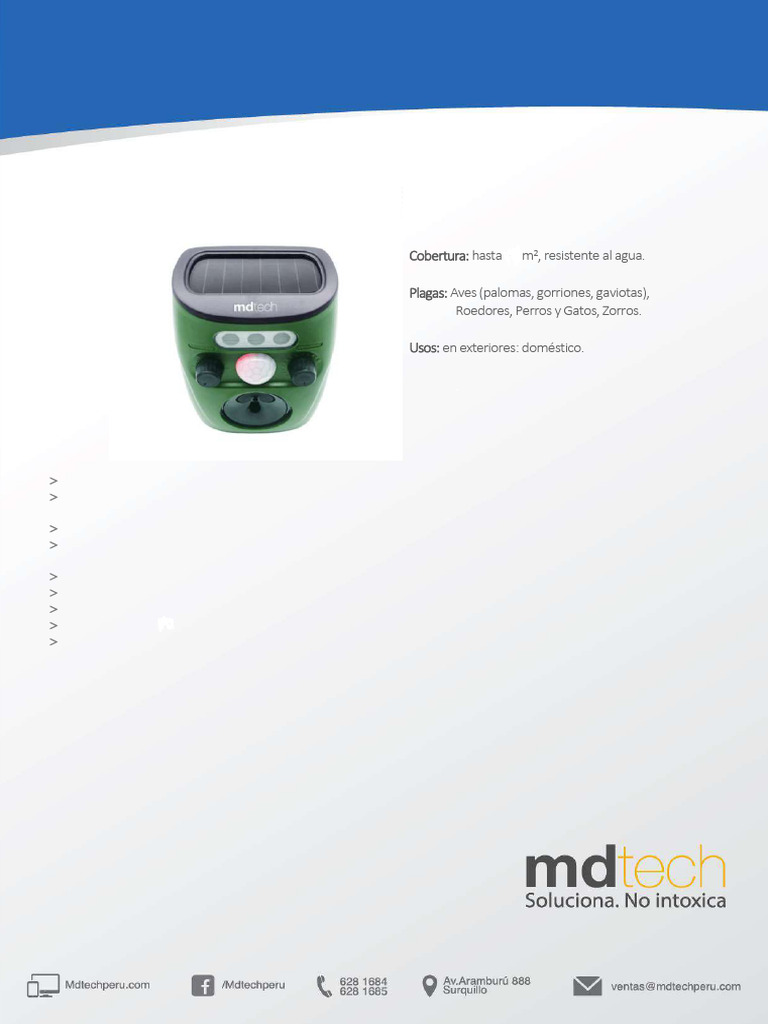 Ficha Tecnica ESPANTA AVES SOLAR MD-030 Junio 2022 - Compressed | PDF