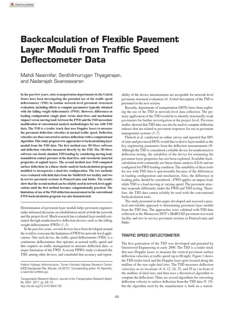 Nasimifar Et Al 2017 Backcalculation of Flexible Pavement Layer Moduli From Traffic Speed ...