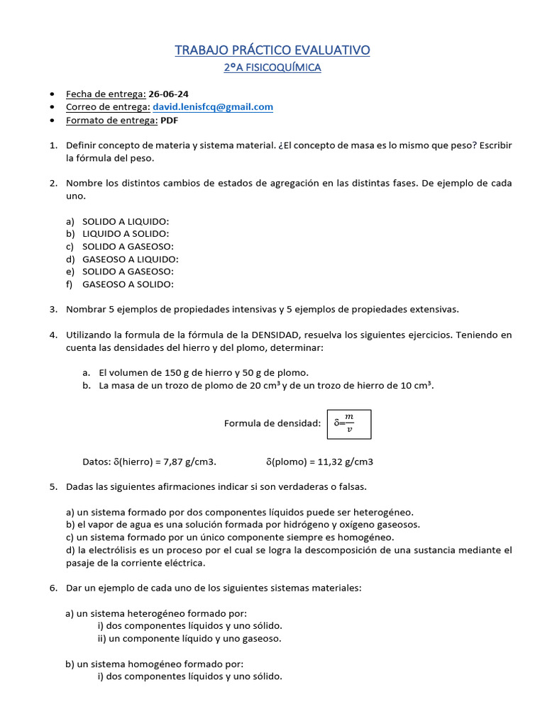 Trabajo Práctico Evaluativo Fcoqca 2do A | PDF