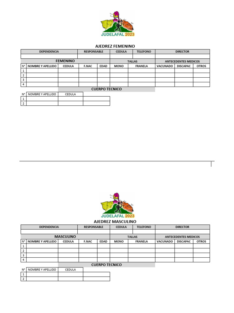 Planillas Inscripcion | PDF