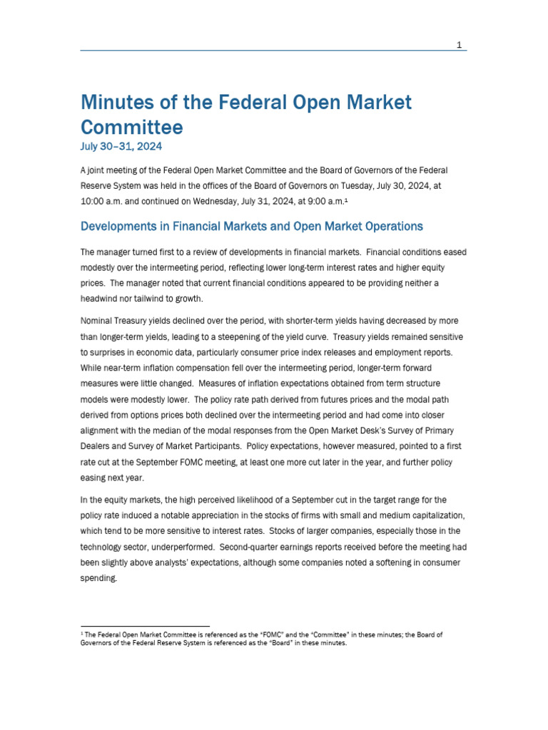 Fed July Meeting Minutes | PDF