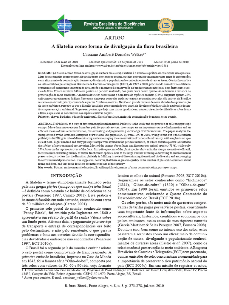 A Filatelia Como Forma de Divulgação Da Flora Brasileira | PDF