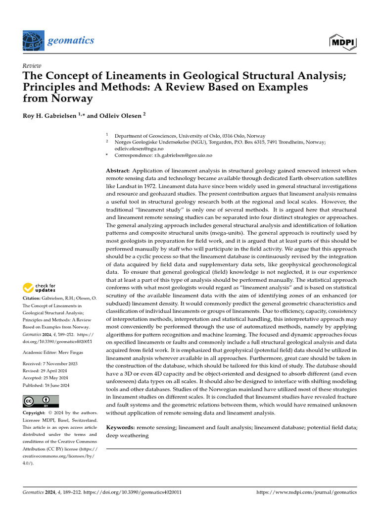 The Concept of Lineaments in Geological Structural Analysis Principles ...