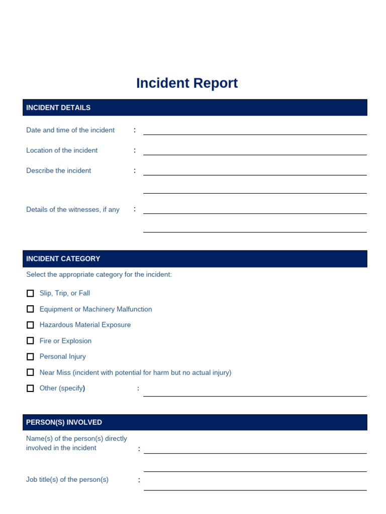 Safety Incident Report Form | PDF