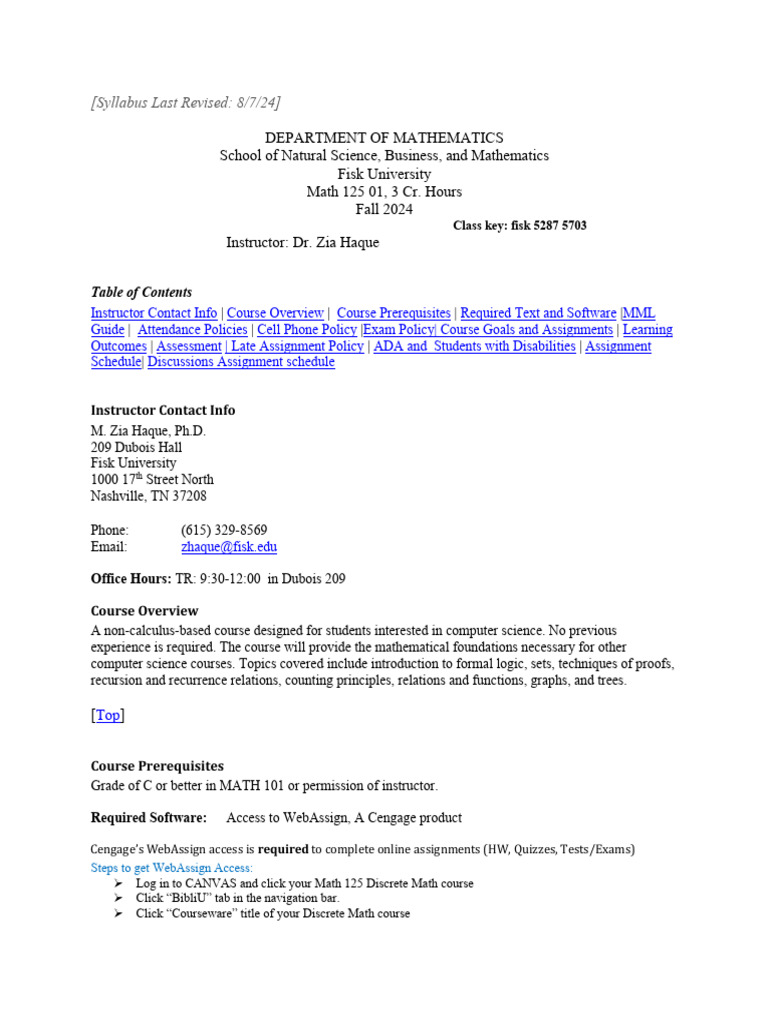 Syllabus M125 - Fall24 | PDF
