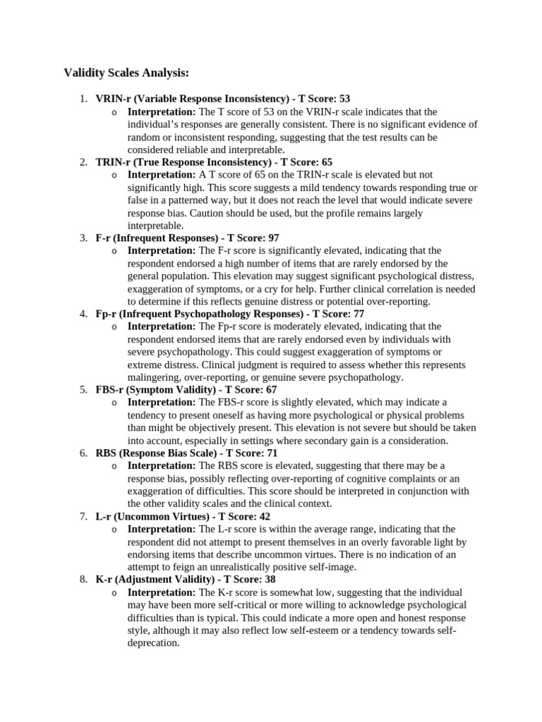 MMPI-2RF ANalysis | PDF