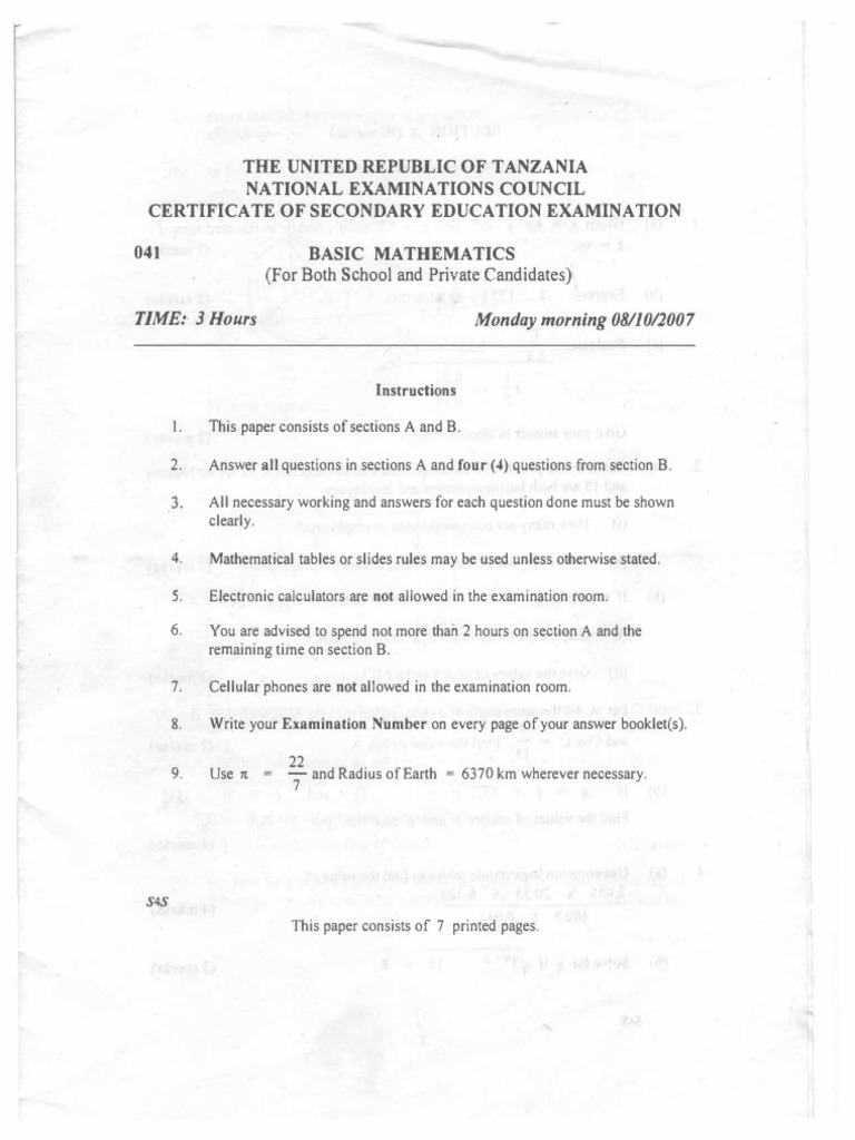 Basic Math - 2007 | PDF