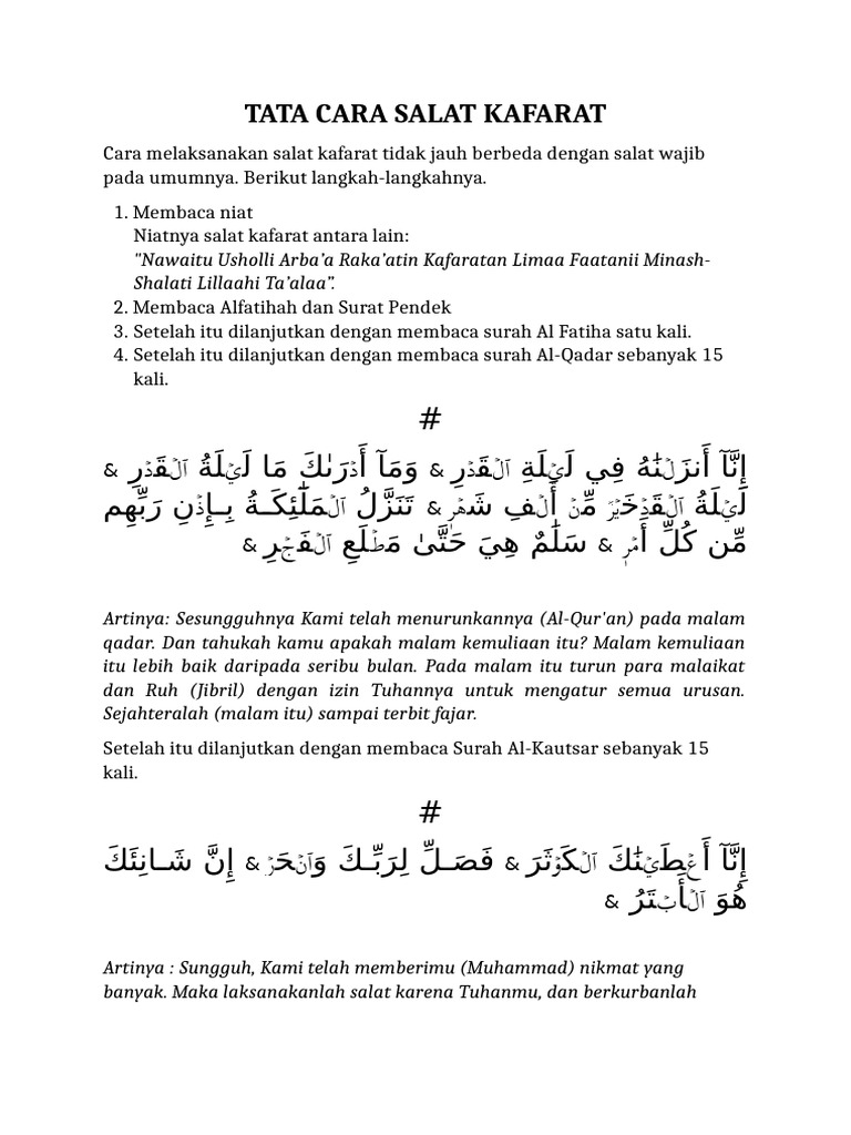Tata Cara Salat Kafarat | PDF