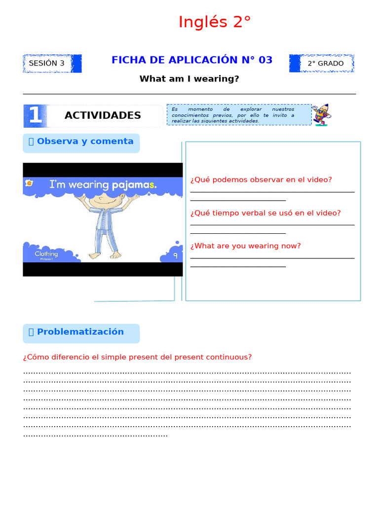 Ficha 3 - What Am I Wearing - Inglés 1ro y 2do | PDF | Foreign Language ...
