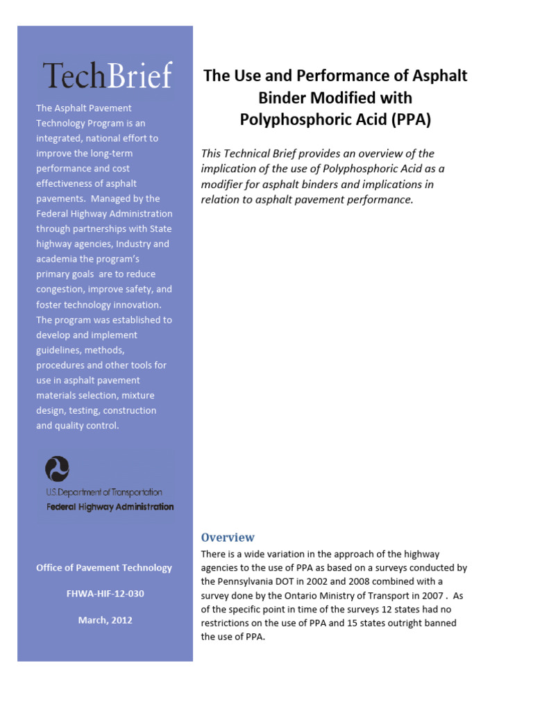 The Use and Performance of Asphalt Binder Modified With Polyphosphoric ...