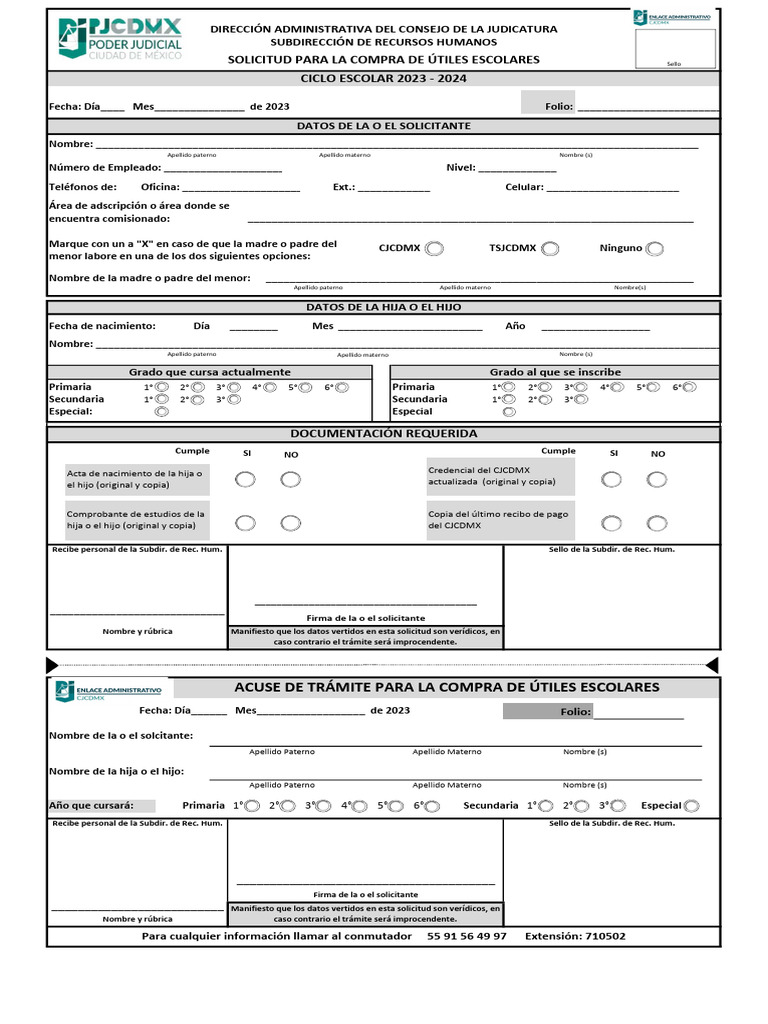 Formato Utiles Escolares 2023 CJ CDMX | PDF