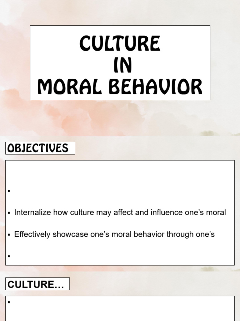 in Culture in Moral Behavior | PDF