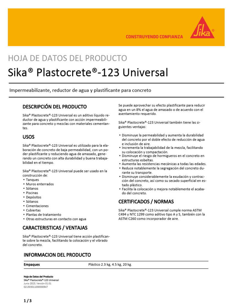 Sika Plastocrete | PDF