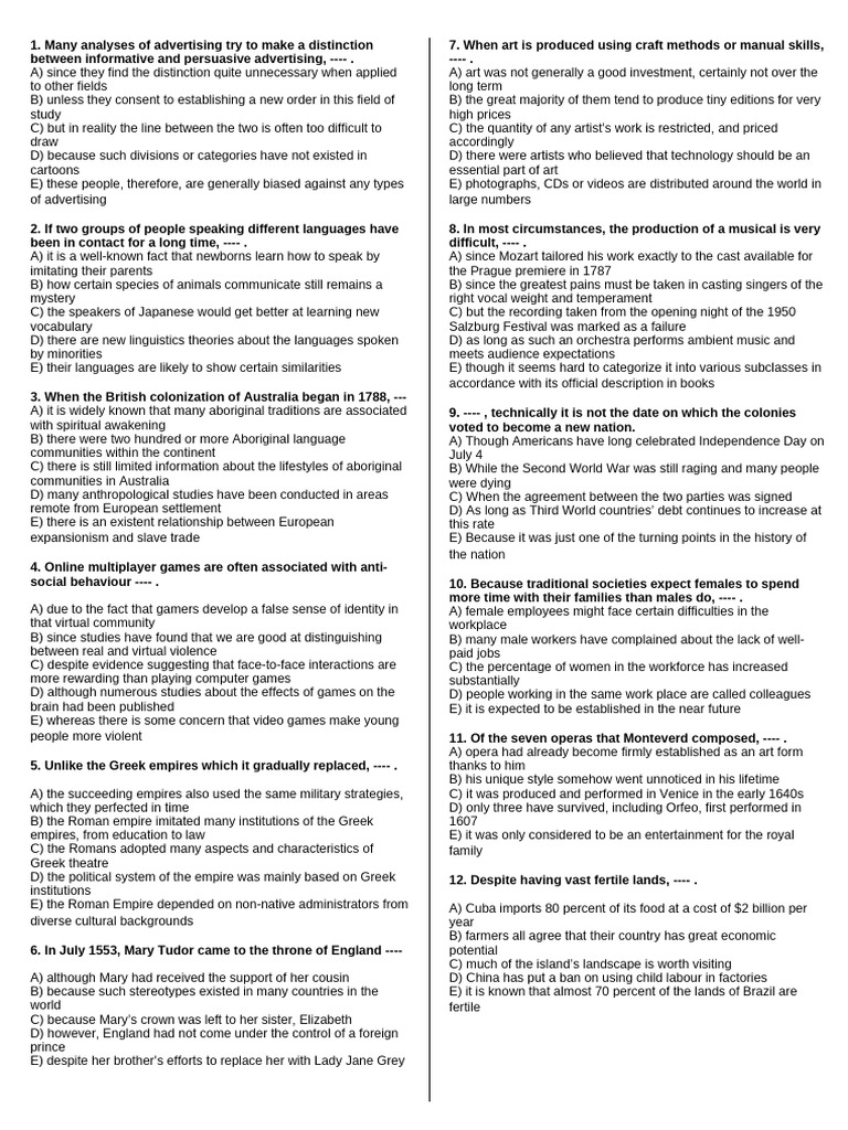 Sentence Completion-2 | PDF