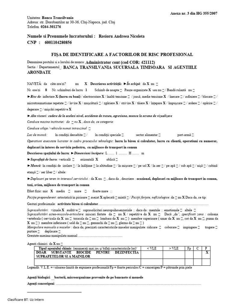 Fisa Risc 5_personal Administrativ | PDF