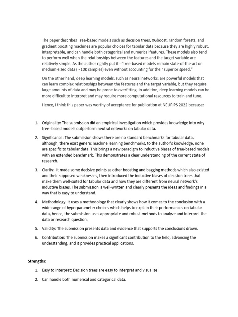 Tree-Based Model Vs Neural Networks | PDF