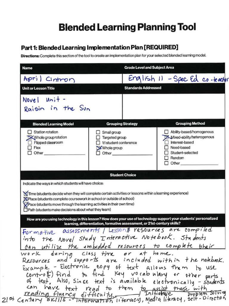 Blended Learning Planning Tool | PDF