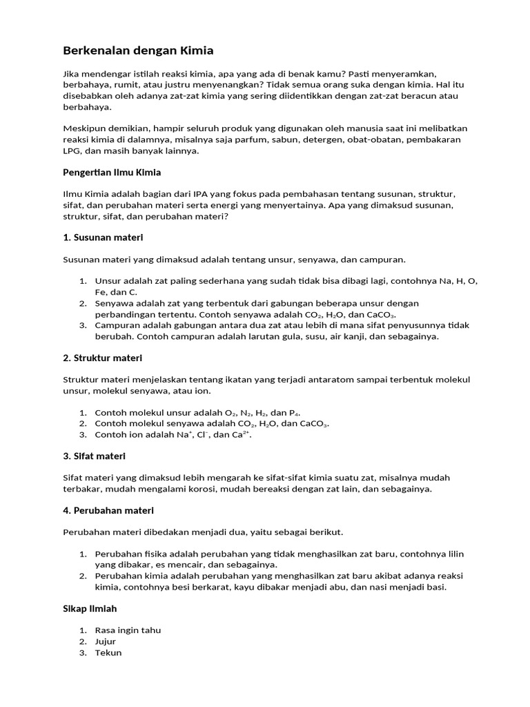 Berkenalan Dengan Kimia | PDF