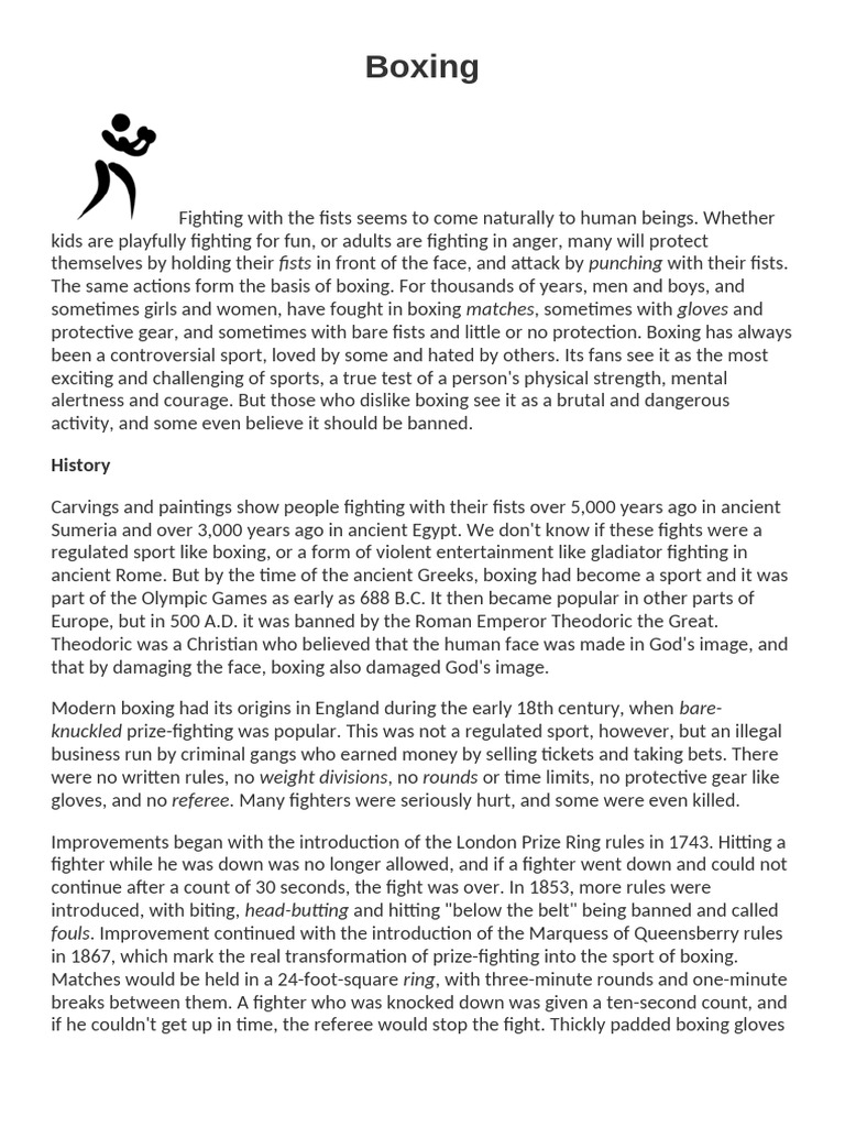 Boxing Comprehension | PDF